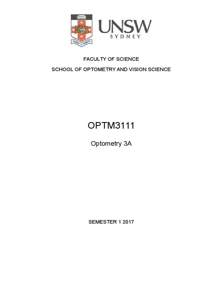 Optometry 3A Course Outline 2017 | PDF | Optometry | Lecture