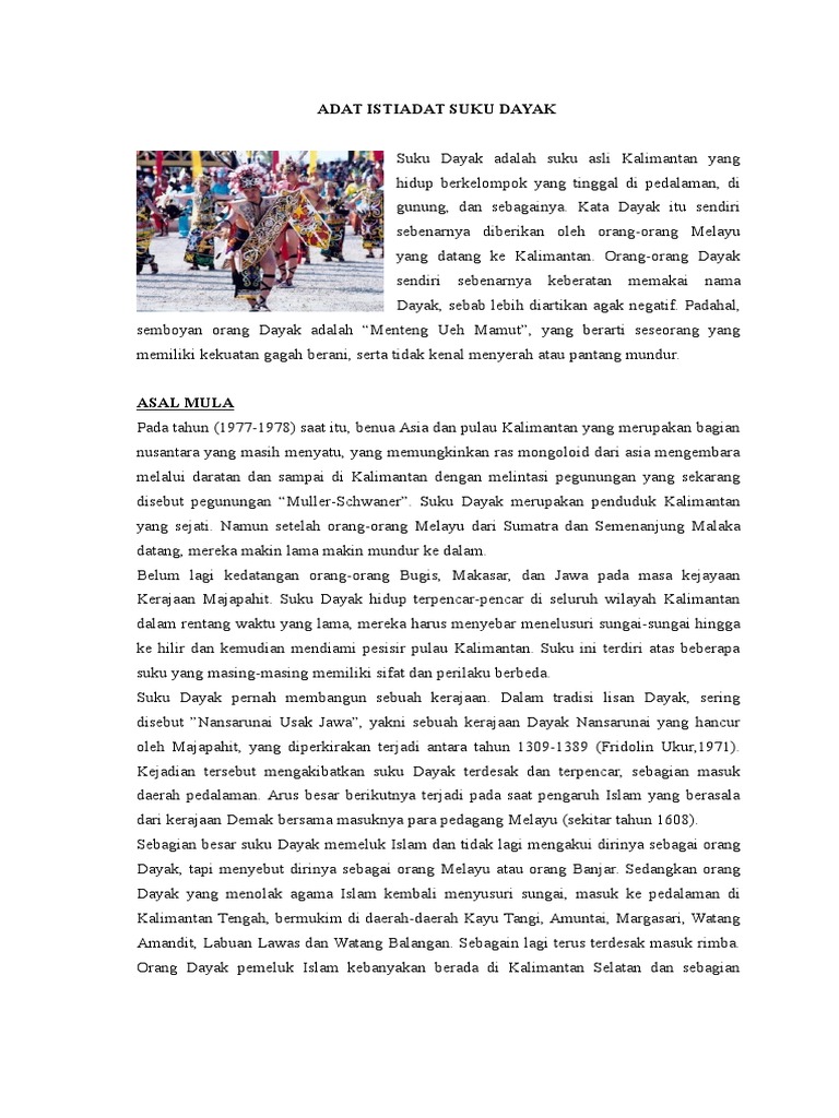 Makalah ADAT ISTIADAT SUKU DAYAK | PDF Makalah ADAT ISTIADAT SUKU DAYAK | PDF