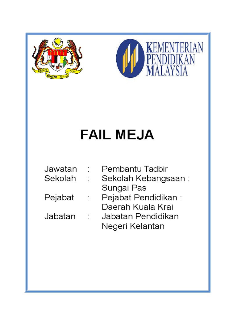 Contoh Fail Meja Mengikut Format KPM Portal JPN Perak | PDF