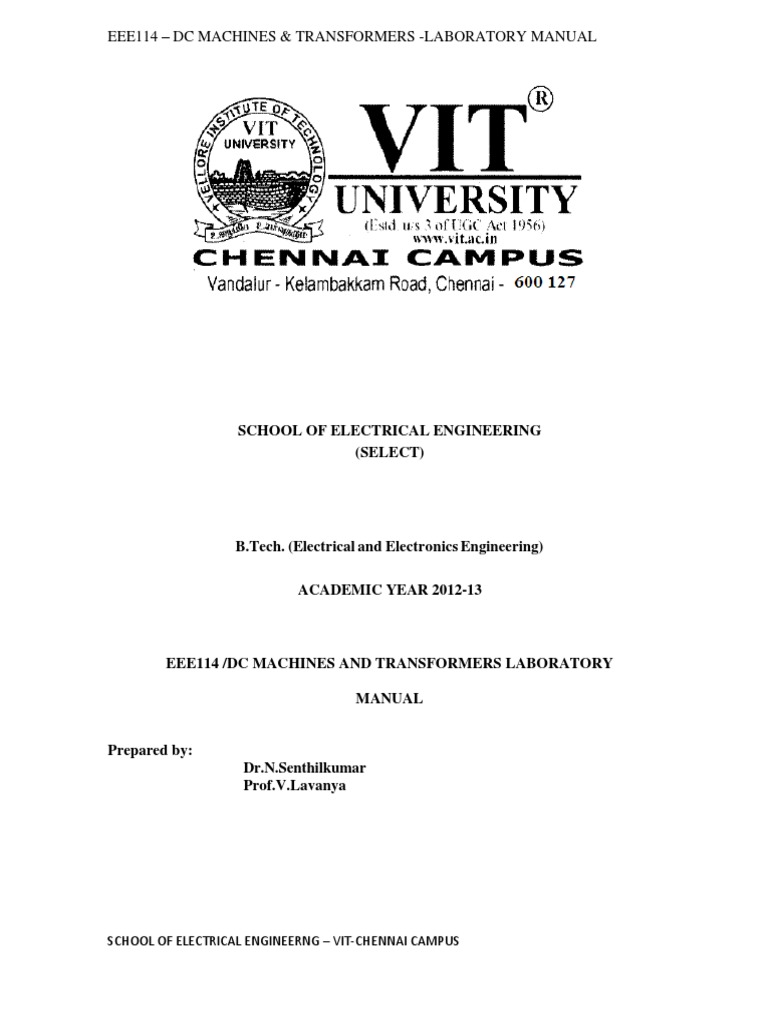 DC Machines and Transformers Lab Manual Modified | PDF | Electric ...