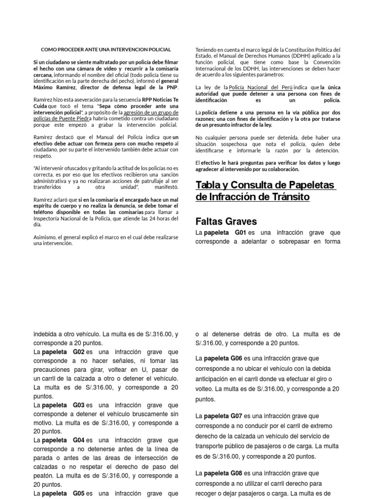Tabla de Consulta de Papeletas | PDF | Licencia de conducir | Peatonal Tabla de Consulta de Papeletas | PDF | Licencia de conducir | Peatonal