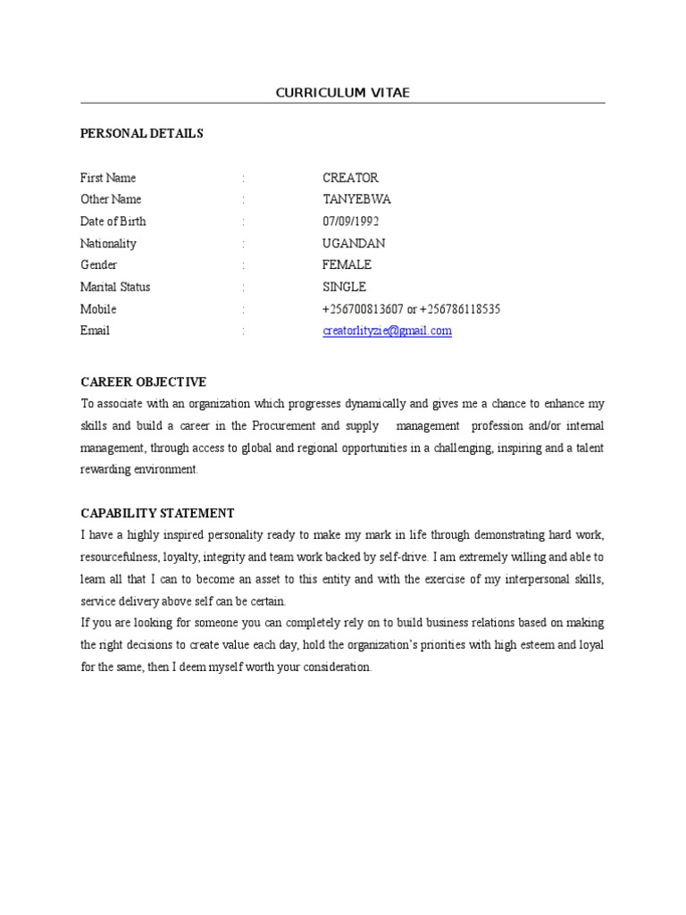CURRICULUM VITAE Creator | PDF | Procurement | Stocks
