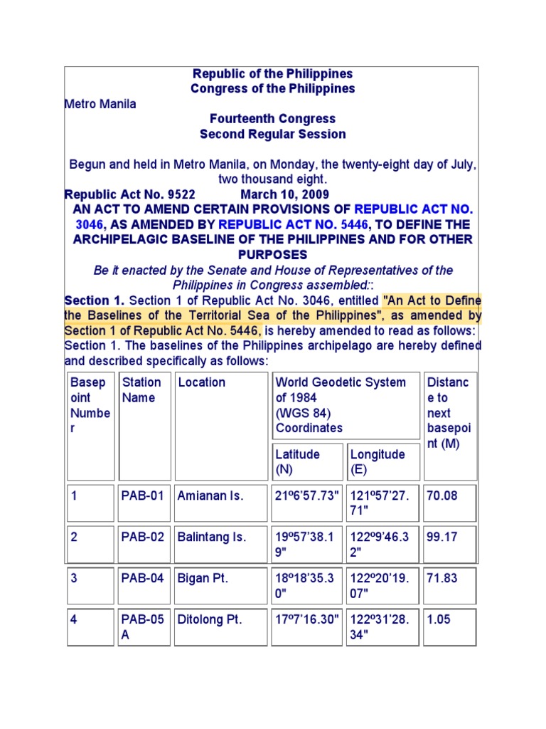 Ra 9522 | PDF | Government Information | Government