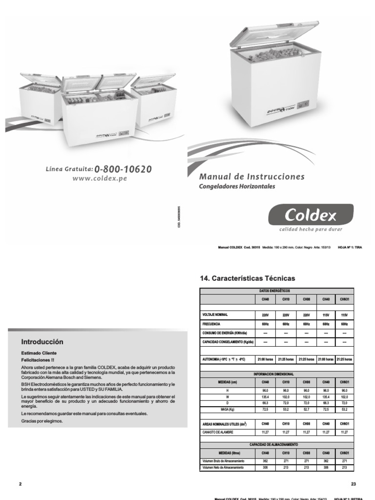 Manual Congeladoras Coldex | PDF | Aluminio | Agua
