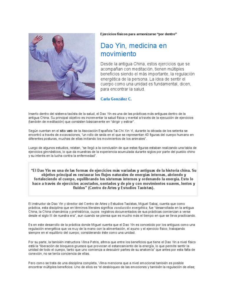 Dao Yin Ejercicios Físicos para Armonizarse | PDF | Qigong | Qi