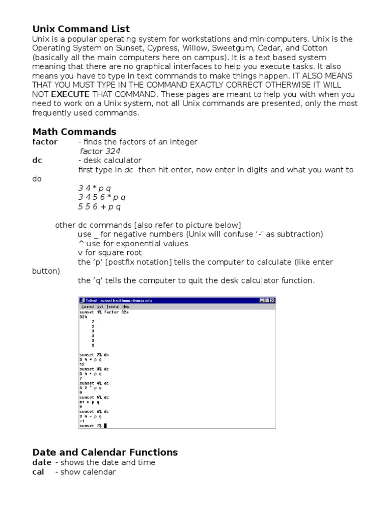 Unix Command List | PDF Unix Command List | PDF