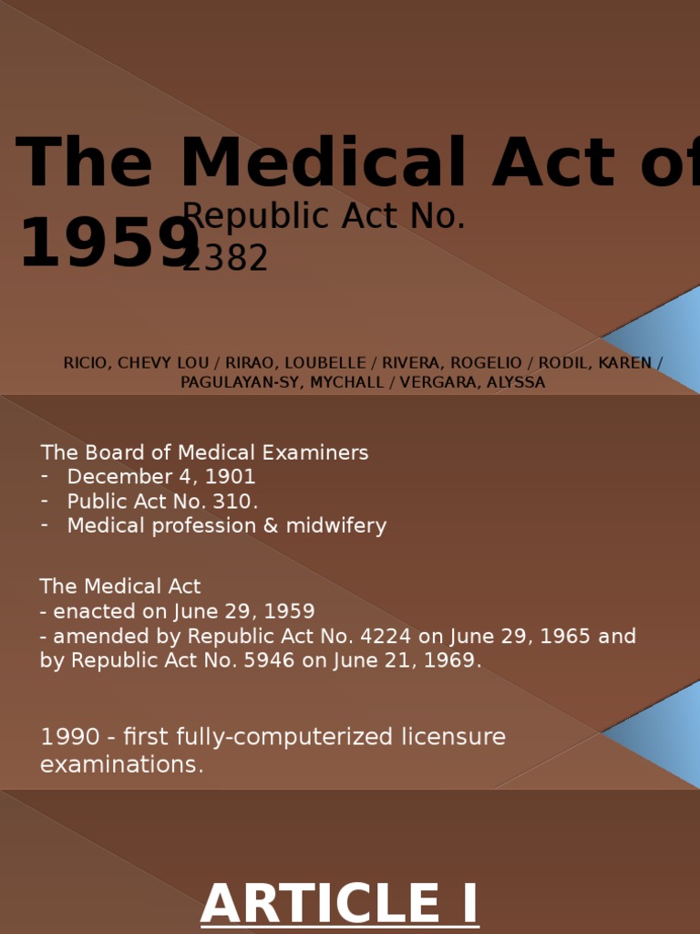 MedicalAct1959 Edited | PDF | Medical School | Physician