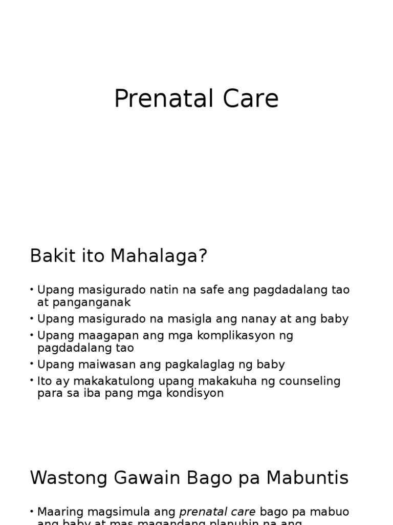 Prenatal and Postnatal Care | PDF