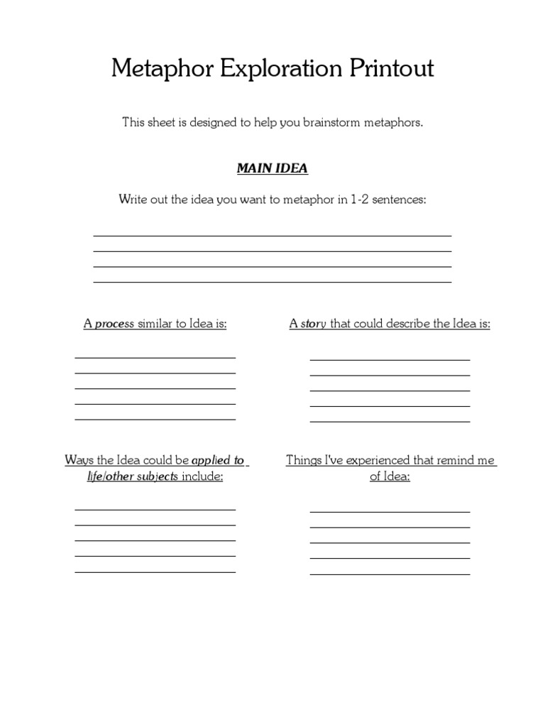 Metaphor Printout | PDF