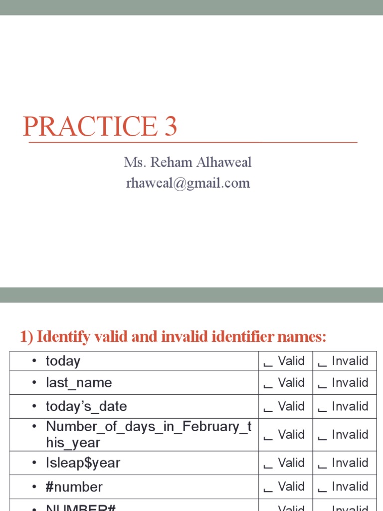 Validity of Identifiers & PL/SQL Blocks | PDF | Pl/Sql | Sql