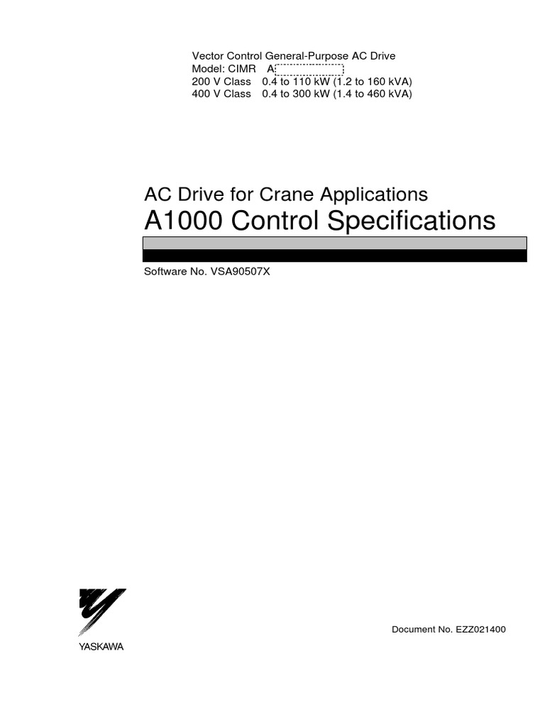 A1000 Yaskawa Manual | PDF | Parameter (Computer Programming) | Specification (Technical Standard)