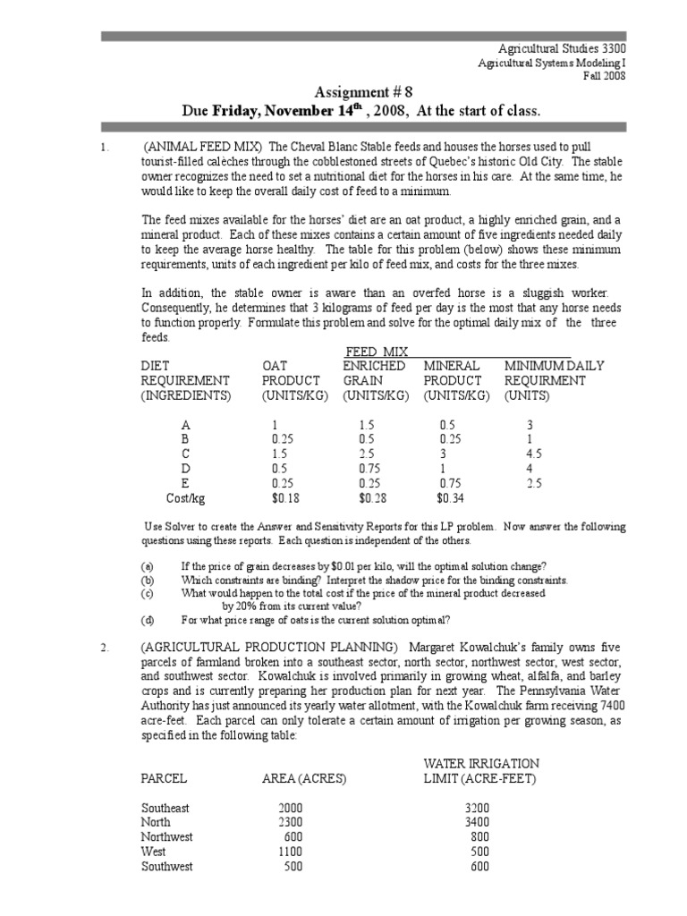 3300 Assign 8 Fall 2008 | PDF
