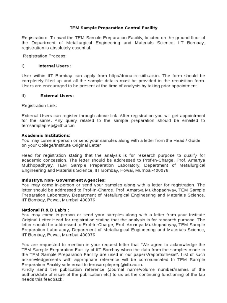 Register TEM Sample Prep at IIT Bombay | PDF | Transmission Electron ...