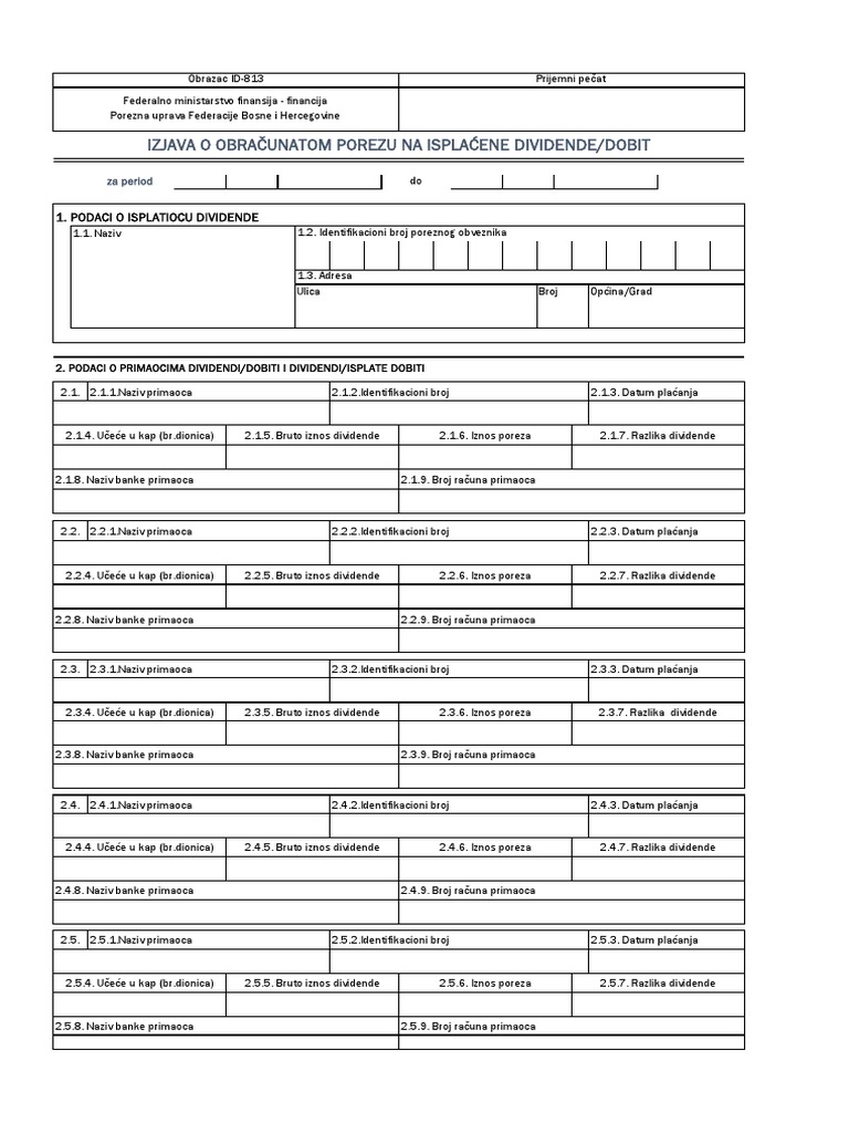 Obrazac ID-813 PDF | PDF