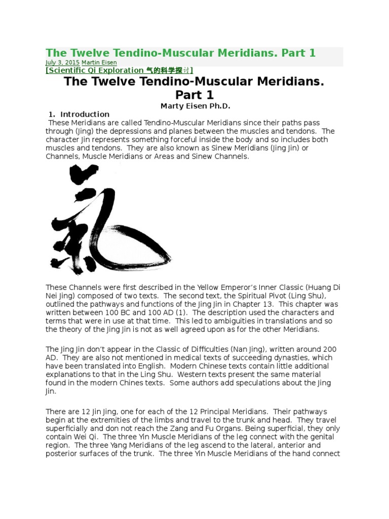The Twelve Tendino-Muscular Meridians. Part 1 | PDF | Meridian (Chinese ...