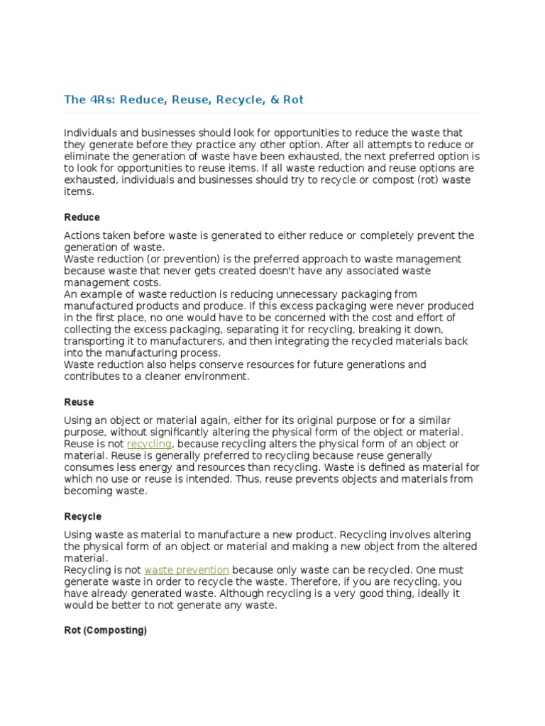 The 4Rs | PDF | Reuse | Recycling