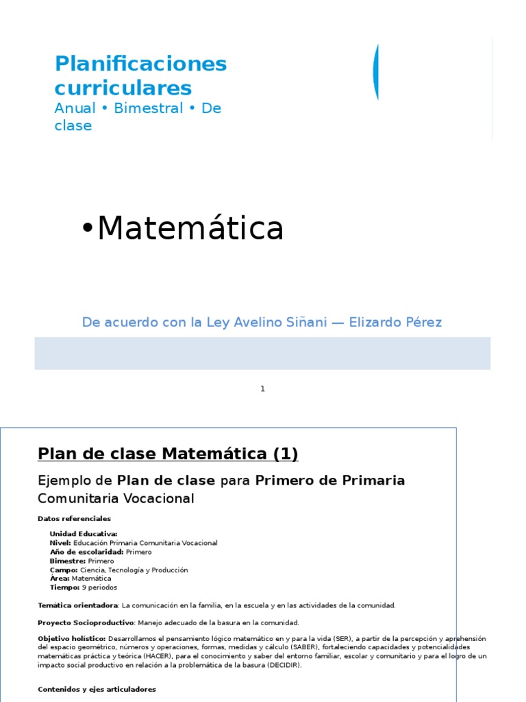 7 Plan de Clase - Matemática 1ro Primaria | PDF | Educación primaria ...