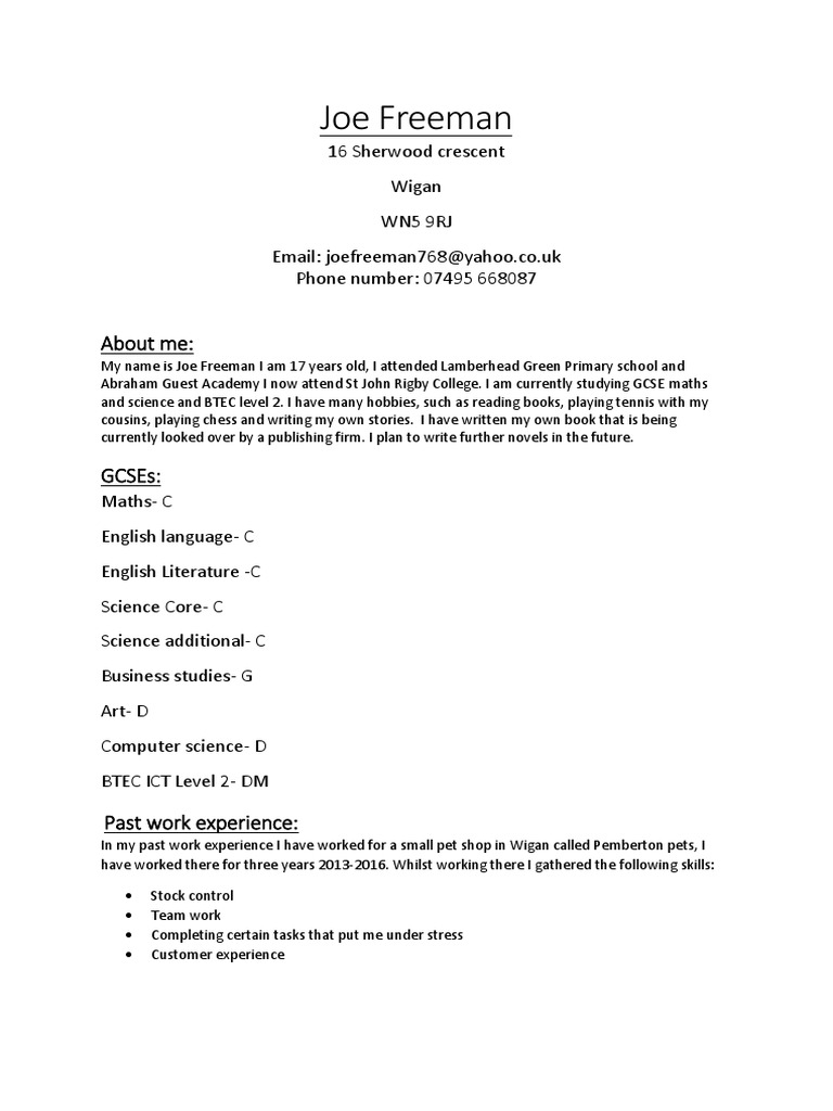 Joe Freeman CV | PDF