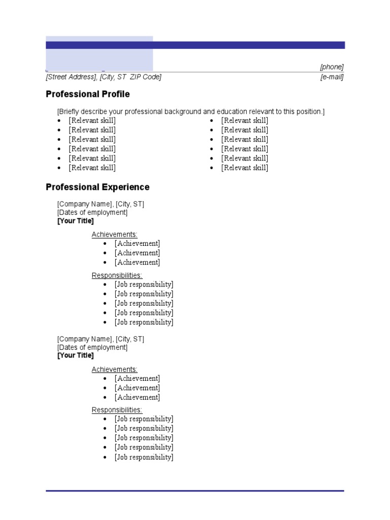 Professional Resume Template | PDF