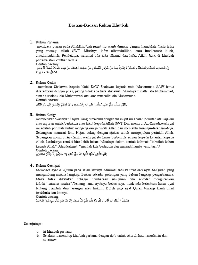 Bacaan Rukun Khutbah Idul | PDF