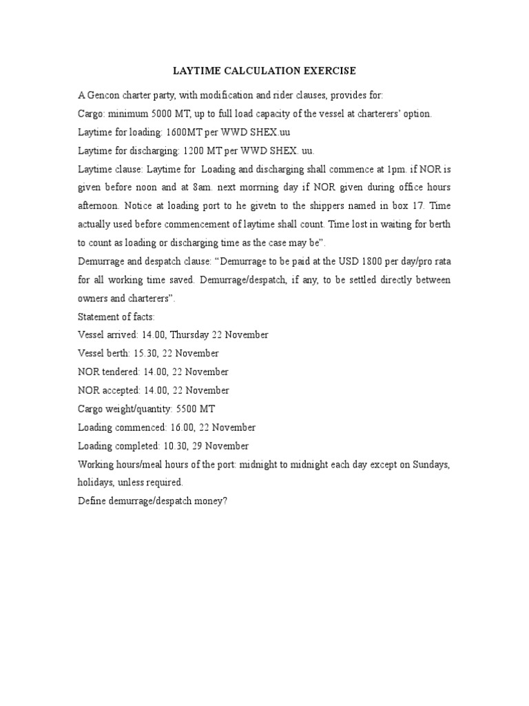 Laytime Calculation | PDF