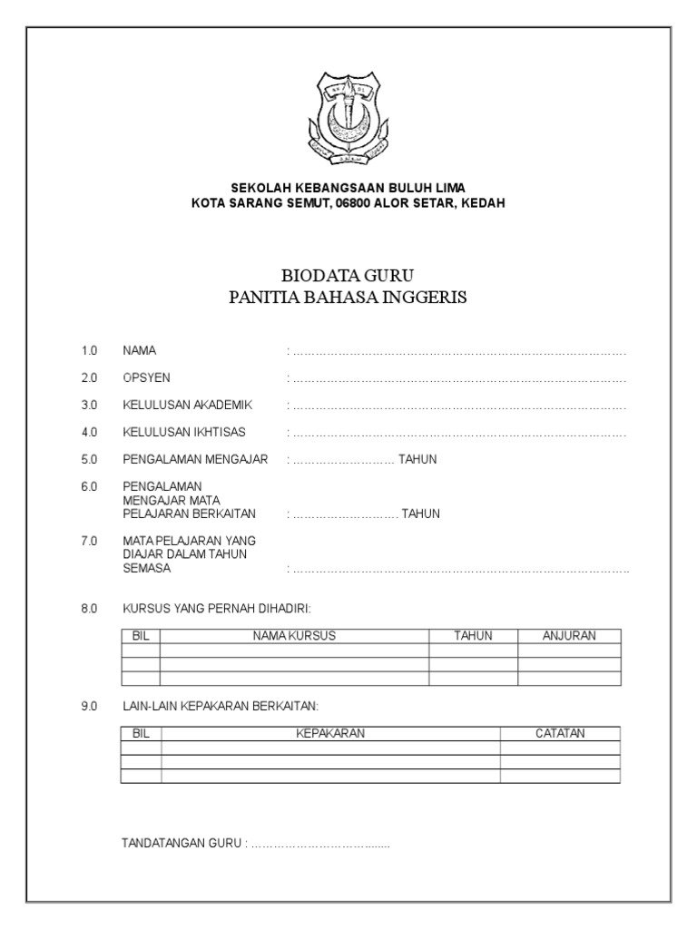 Biodata Guru Bi Panitia | PDF | Karier & Perkembangan | Olahraga & Rekreasi