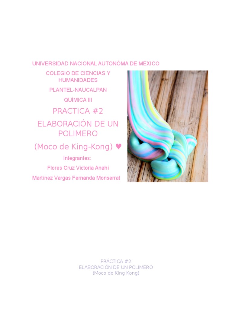 Creación de Polímero: Moco King Kong | PDF | Polímeros | El plastico