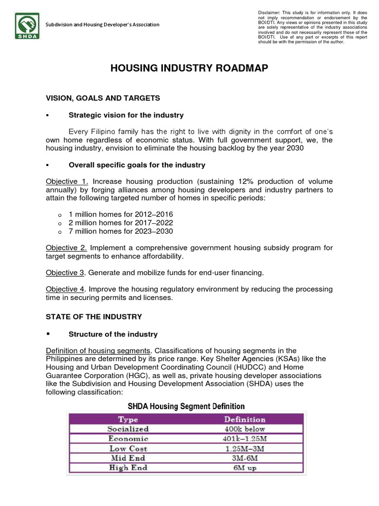 Housing Industry Roadmap | PDF | Public Housing | Loans