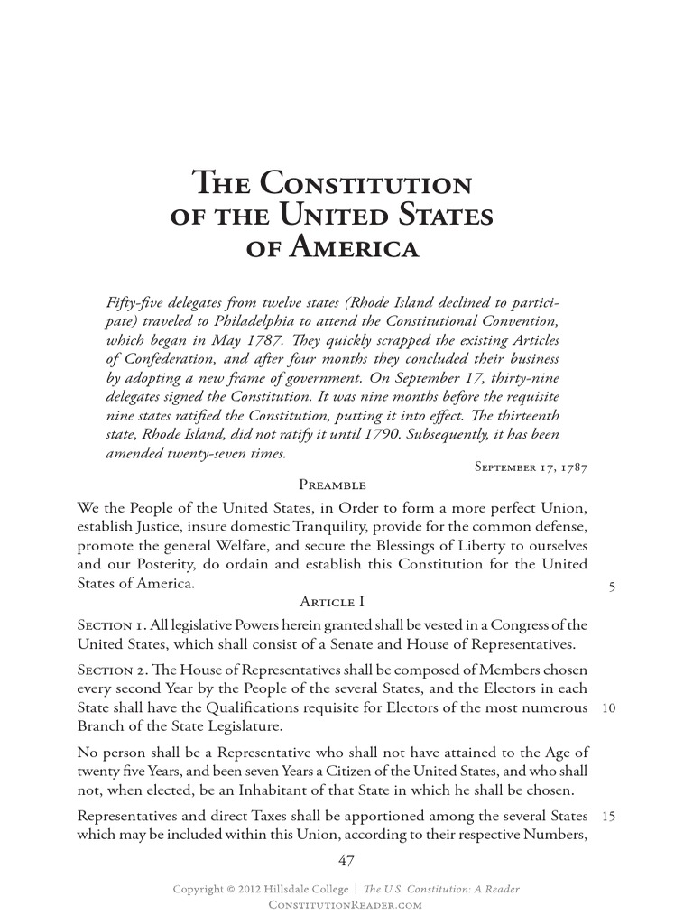 Constitution of The United States Article 3 | PDF | U.S. State | United ...