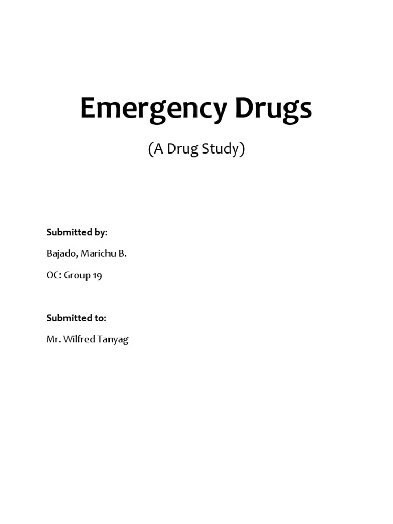Emergency Drugs: (A Drug Study) | PDF | Midazolam | Diseases And Disorders