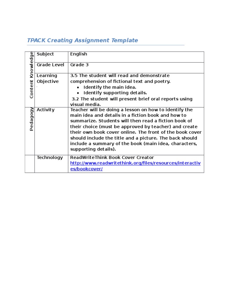 Tpack Template Diazdelvalle Creating | PDF | Reading Comprehension ...
