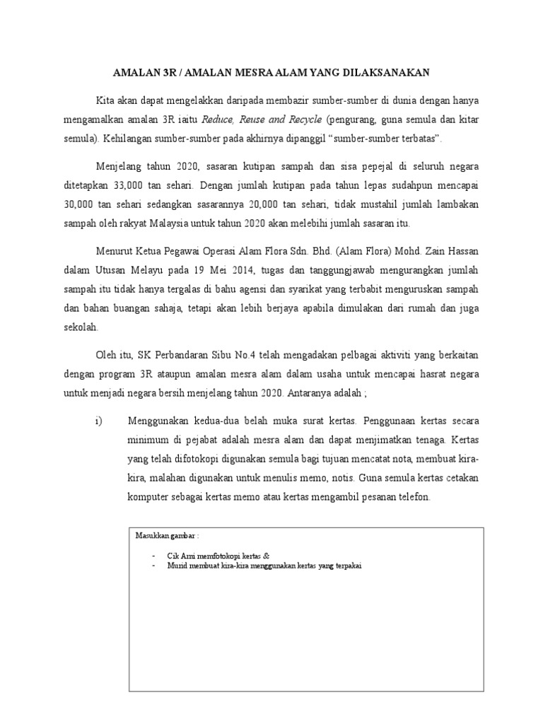 Amalan 3R di SK Perbandaran Sibu | PDF