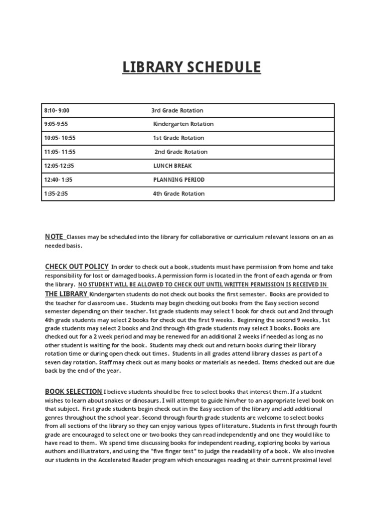 Libraryschedule | PDF | Libraries | Academic Term