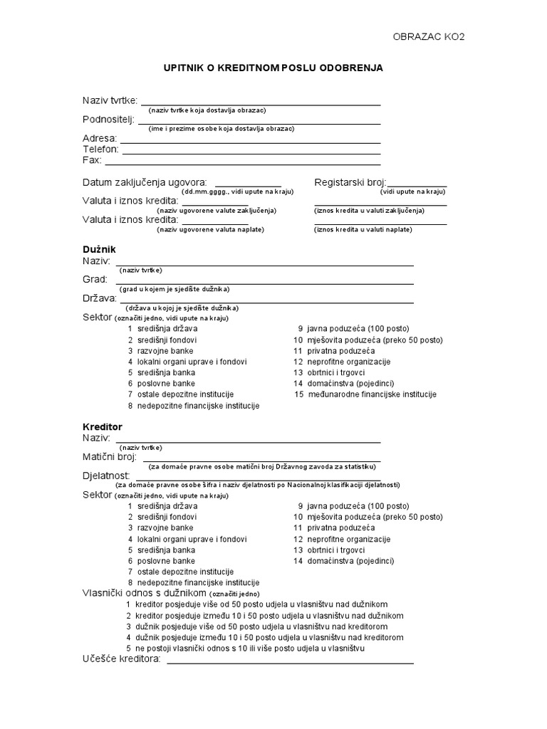 Obrazac Ko2 | PDF