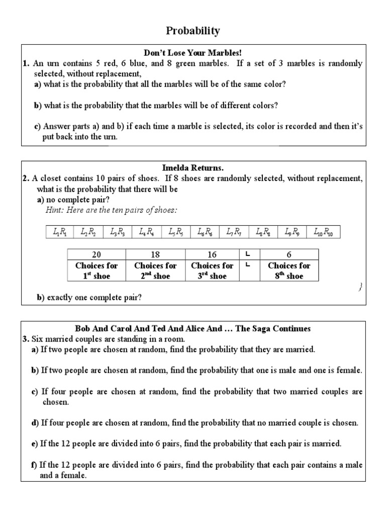 Probability Problem Set | PDF | Teaching Mathematics
