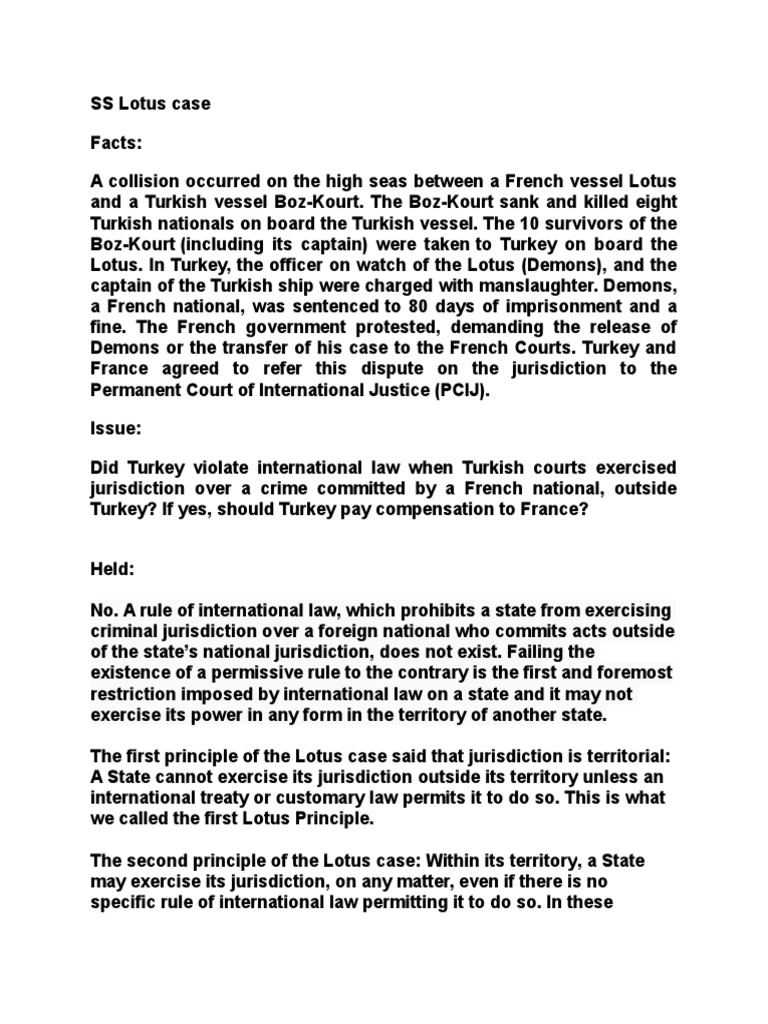 Lotus To Marcos Case Final | PDF | Sovereign Immunity | Jurisdiction