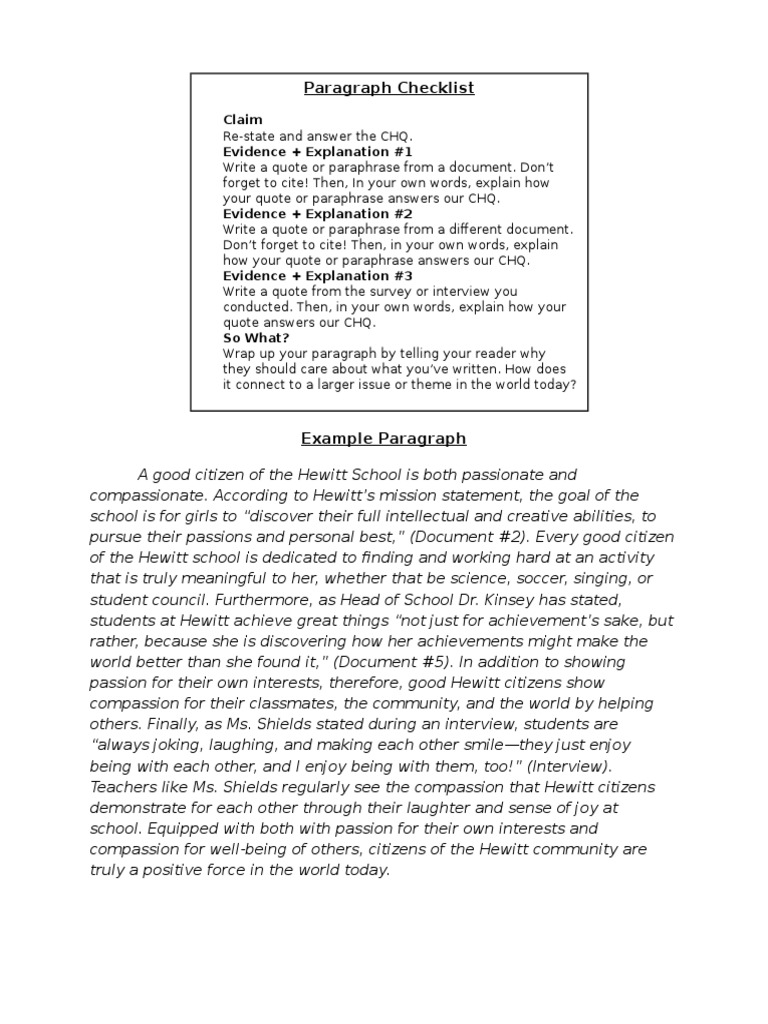 Citizenship Paragraph Example | PDF