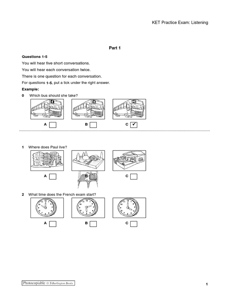 KET Listening Exam: Conversations 1-5 | PDF