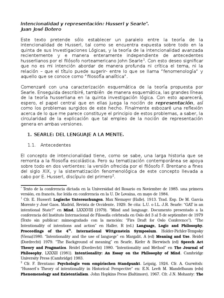 Intencionalidad y Representación | PDF | Edmund Husserl | Mente