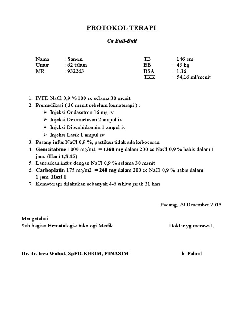 Protokol Terapi Ca Buli-Buli | PDF
