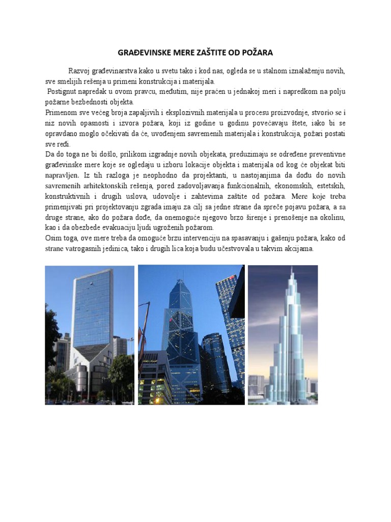 Gradjevinske Mere Zastite Od Pozara 1 PDF | PDF