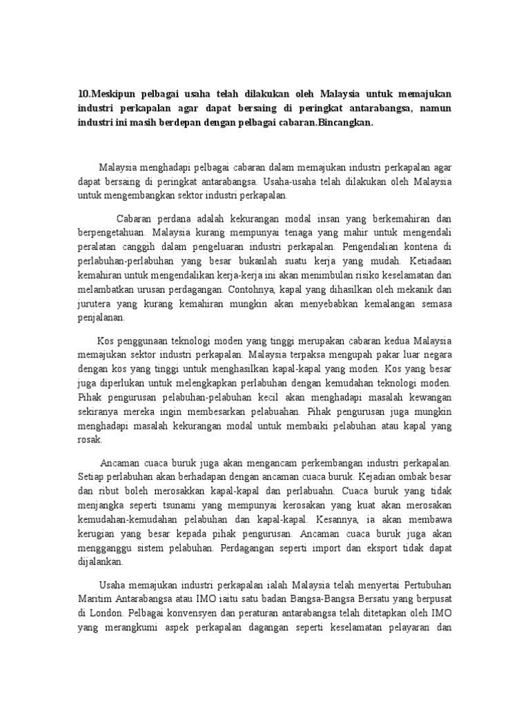 Cabaran Memajukan Perkapalan Malaysia | PDF | Bisnis