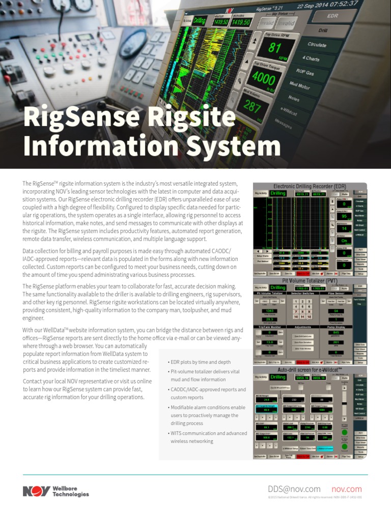 RigSense Rigsite Information System Flyer | PDF | Drilling Rig | Oil Well