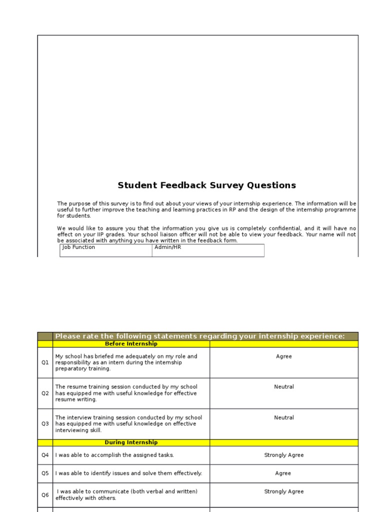 C4) Internship Student Feedack Form | PDF | Internship | Job Hunting