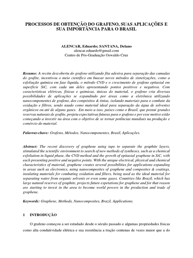 Grafeno: Processos e Importância no Brasil | PDF | Grafeno | Grafite