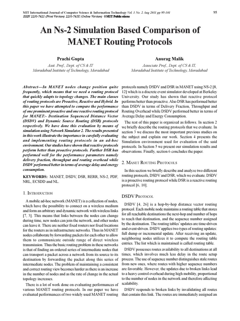 An Ns-2 Simulation Based Comparison of MANET Routing Protocols | PDF ...