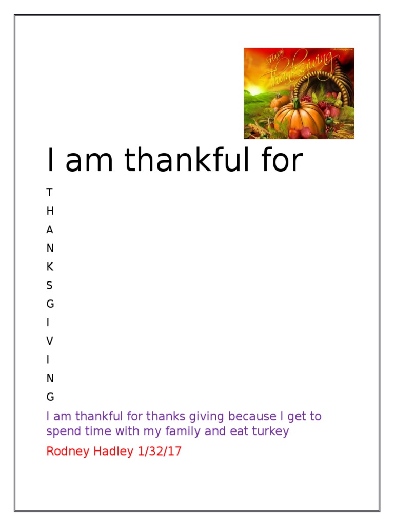 I Am Thankful For | PDF