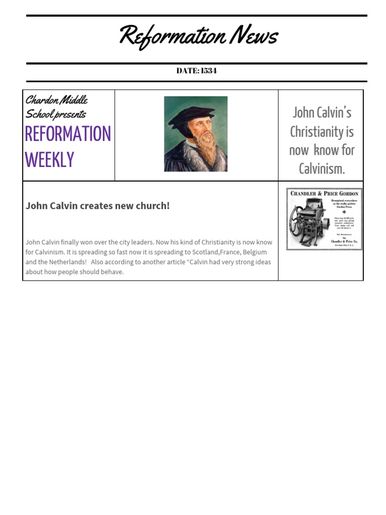 Newspaper | PDF | John Calvin | Calvinism