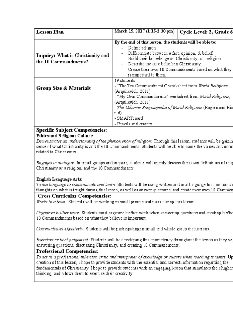 Grade 6 Christianity Introductory Lesson | PDF | God | Jesus