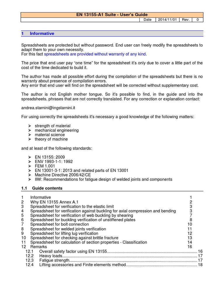 Guide EN13155 A1 Rev0 | PDF | Strength Of Materials | Buckling